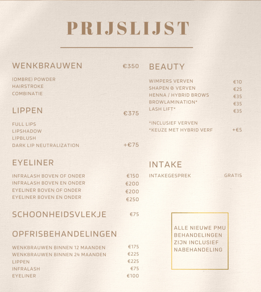 Prijzen - Salon-Evolve